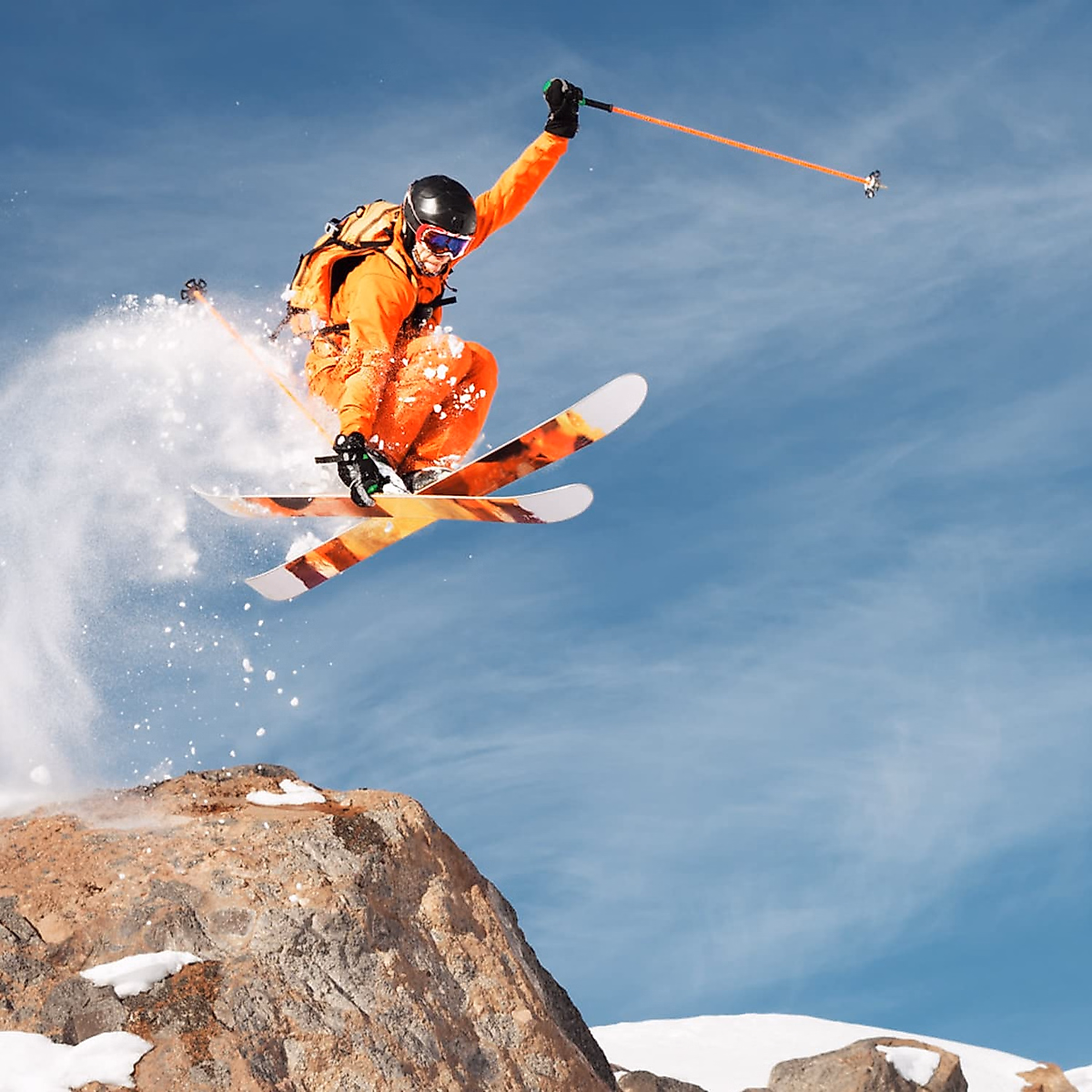 FITRELL 3 Pack Men's and Women's Ski Socks Full Cushioned Winter Merino Wool Thermal Knee High Warm Socks for Skiing Snowboarding, Black+Orange+Blue, Large