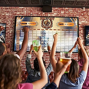 MAYSPORTS Extra Large Fantasy Football Draft Board 2023-2024 Kit - 5.3ft x 4.1ft Board, 596 Player Labels, 2023 Top Rookies, FA Players, Schedule Included- Color Edition[14 Teams 20 Rounds]