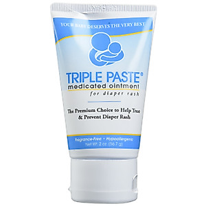 Triple Paste Diaper Rash Cream, Hypoallergenic Medicated Ointment for Babies, 2 oz (Pack of 3)