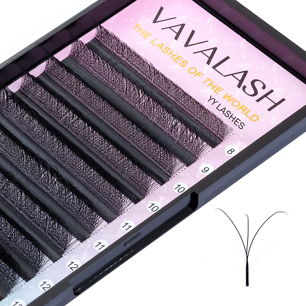 VAVALASH W-shaped Eyelash Extension 3D Premade Fans 0.07 C Curl Volume Lash Extensions Easy Fanning Lashes Matte Black Volume Premade W Lashes(W Shaped-3D-0.07-C-8-15mm）