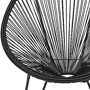 EMMA + OLIVER Black Papasan Bungee Lounge Chair