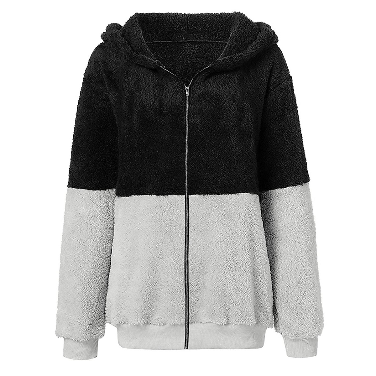 ZHICHUANG Girls Fall Winter Hooded Sweatshirt Leopard Wool Warm Zipper Neck Pockets Pullover Coat 3-9 Years (Black, 7-8 Years)