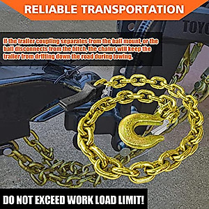 YATOINTO 2-Pack Grade 80 Trailer Safety Chain 35 Inch with 5/16'' Clevis Snap Hook and Chain Retainer | Transport Chain WLL 5,300 lbs for Towing