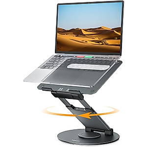 Nulaxy Telescopic 360 Rotating Laptop Stand for Desk Adjustable Height Swivel Pull Out Design Ergonomic Laptop Riser Fits All MacBook, Laptops - LS18