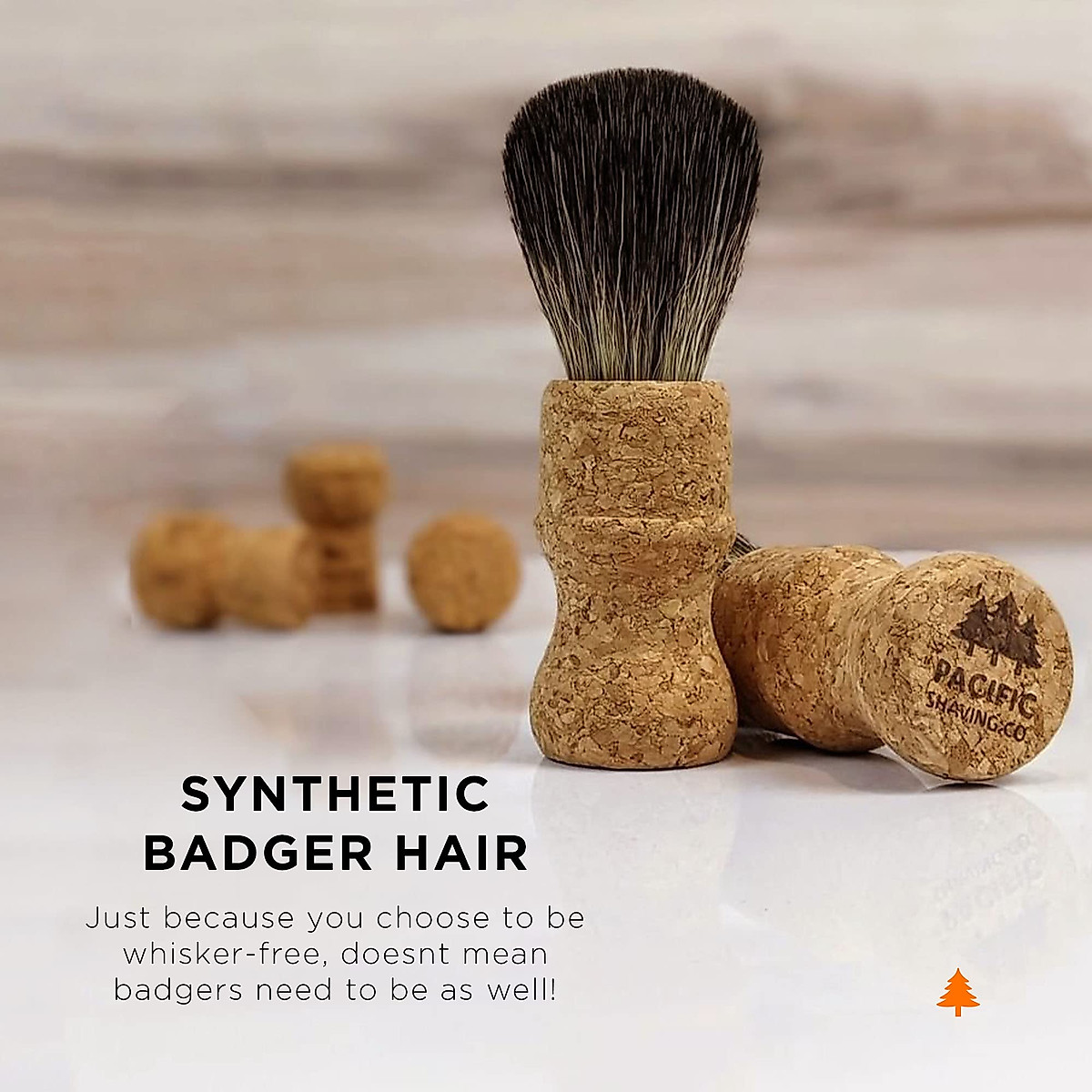 Pacific Shaving Company Sustainable Cork Handle Premium Synthetic Hair Shave Brush 1 ea