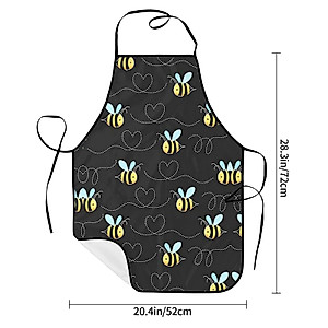 MuMuYun Bumble Bees Kitchen Apron, Kitchen Cooking Aprons with Pockets Aprons for Men Women, Black, 20W x 28L