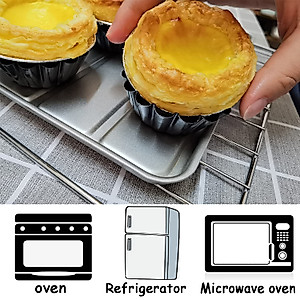 Xstronq Egg Tart Molds 12PCS Tart Pan, Mini Carbon Steel Non Stick Tart Pans, Tart Molds For Baking (2.6 inch)