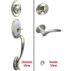 eBuilderDirect Satin Nickel Lock Door Lever Handle Entry/Privacy/Passage/Dummy/Deadbolt/Handleset 836DC (Front Door Handle Set Left Handed (Keyed Alike))