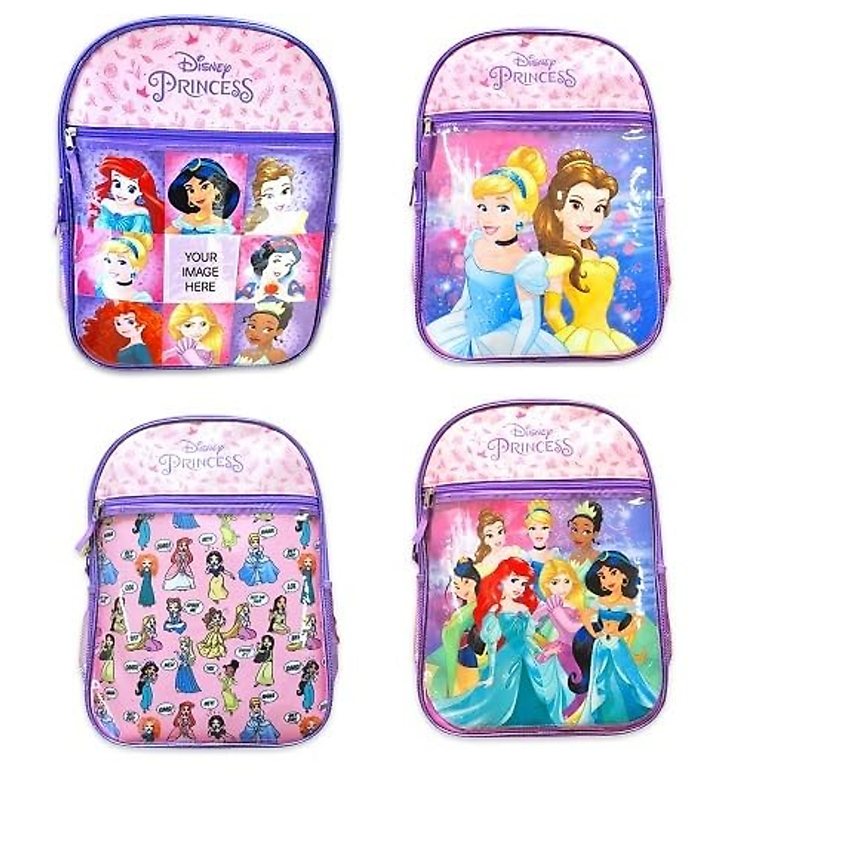 POMPIN Bags Disney Princess Interchangeable Kids Backpack | Disney Princess Backpack - Includes (2) Double Sided Image Panels For 4 Unique Looks