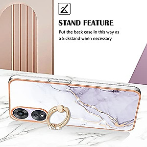 NVWA Compatible with Oppo A78 A58 Case Slim, TPU IMD Personalized White Marble Series Slim Phone Cases Shockproof Back Protective Cover Ring Holder