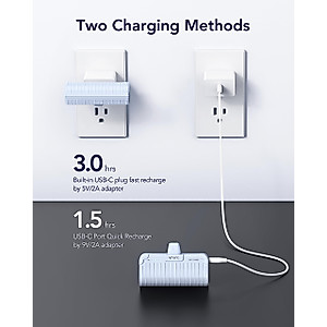 VRURC USB C Portable Charger, 5000mAh Mini Power Bank Fast Charging,PD 20W Charging Bank Compatible with iPhone 15,15 Pro,15Pro Max, Samsung Galaxy,Note 20/10/9/8,Google Pixel,Android etc (Blue)