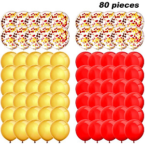 TecUnite 80 Piece Confetti Balloons Gold Confetti Latex Balloons 12 Inch for Wedding Event Party Arch Balloons Baby Shower Decorations Supplies