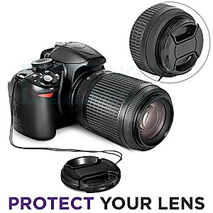 58mm Lens Cap by Altura Photo, Cover for Canon 58mm Lens Cap w/Leash and Lens Cap Keeper, Compatible w/Canon T8i, T7, T7i, T6, T6i, T5, T5i, T3, SL3, SL2, 90D, 80D, 70D, T100 Canon Lens Cap (2 Pack)