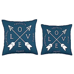 First Corinthians 13 Verse 7 Love Protects Trusts Hopes Perseveres Arrows Throw Pillow, 16x16, Multicolor