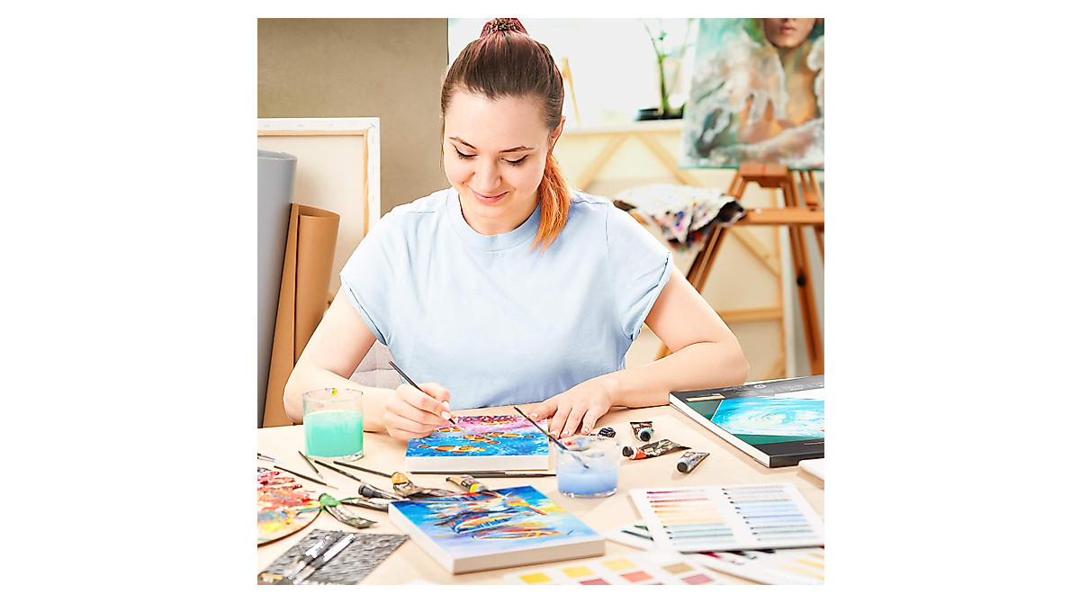 Arteza Acrylic Painting Set - 12 Colors & 15 Brushes