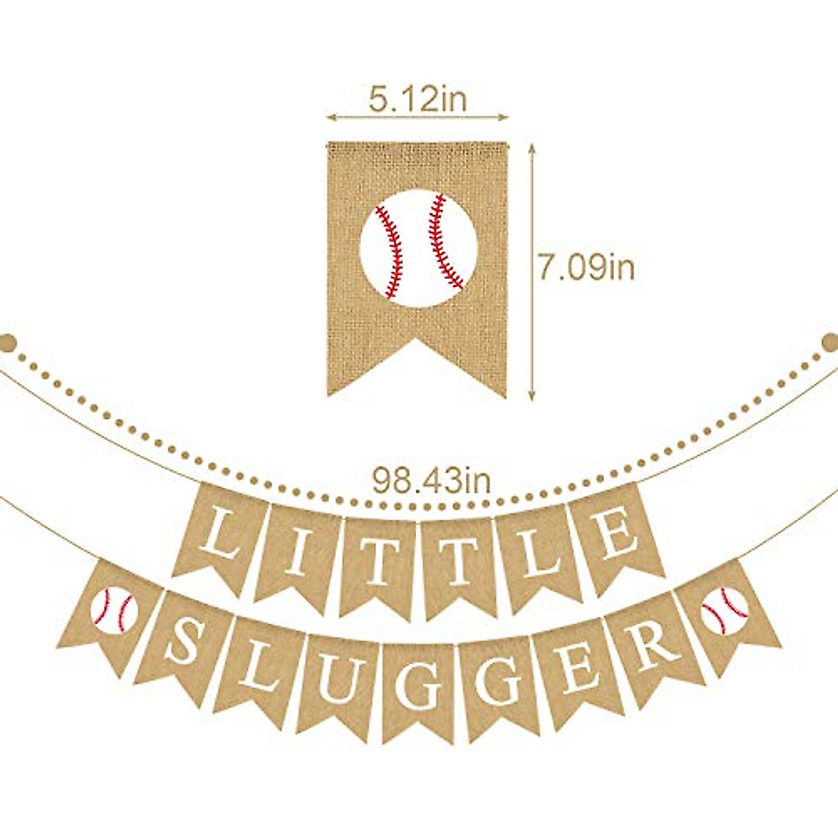 Jute Burlap Little Slugger Banner Boy Baseball Theme Baby Shower Party Decoration Supply