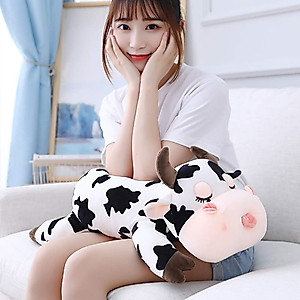 Jensquaify Cow Pillow, Cow Stuffed Animals Plush Toys Gifts for Kids, 23.6"