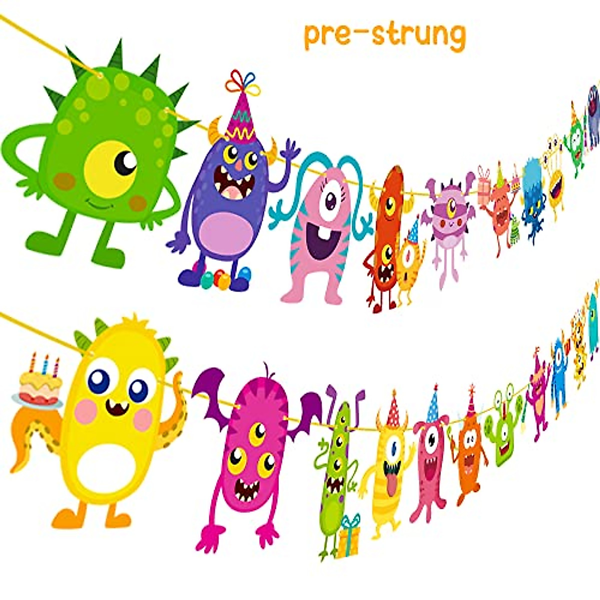 2pcs Little Monster Banner Decorations Monster Party Supplies Little Monster Theme Birthday Party Banner Monster Garland Decorations for Monster Themed Birthday Party Baby Shower Party Supplies