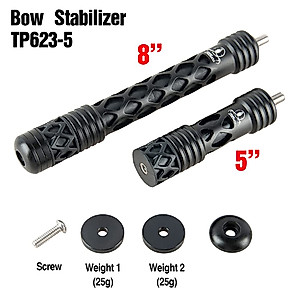 ZSHJGJR Archery Bow Stabilizer Balance Bar Rod 5” / 8” Compound Bow Bow Stabilizer Vibration Damping Shock Absorber for Compound Bow Hunting Shooting Accessories (5 inch, Green camo)