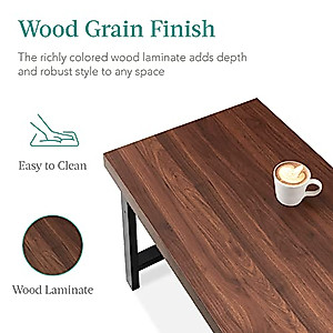 Best Choice Products 44in Modern Coffee Table Butcher Block Top Large Accent Table, Rectangular Wood Industrial Rustic Coffee Table for Living Room w/ 2in Metal Legs, 3in Tabletop - Brown