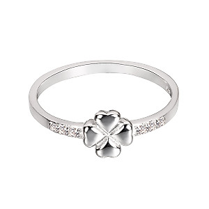 Cubic Zirconia Four Leaf Clover Ring Sterling Silver Size 12