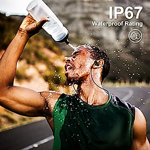 LOETRUY Wireless Sports Earbuds,Bluetooth Headphones,IP67 Waterproof with Mic, Stereo Sweatproof in-Ear Earphones, Noise Cancelling Headsets for Gym Running Workout,20Hrs Playtime