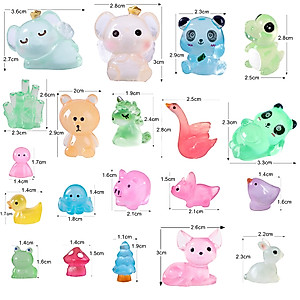 ElpizoFos 130pcs Various Luminous Mini Resin Animal Figurines Glow in The Dark Miniature Figures Ornament Fairy Garden Accessories Aquarium Landscape Bonsai Dollhouse Decor