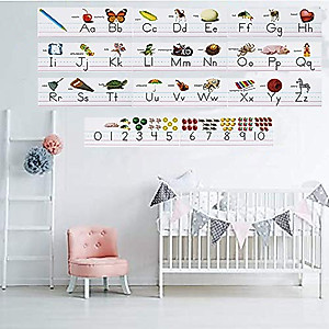 AUONY Alphabet Bulletin Board Set, Alphabet Banner Number Banner Alphabet Wall Classroom Decorations Bulletin Board Border for Playroom Bedroom Nursery Room Decorations, 11 Sheets