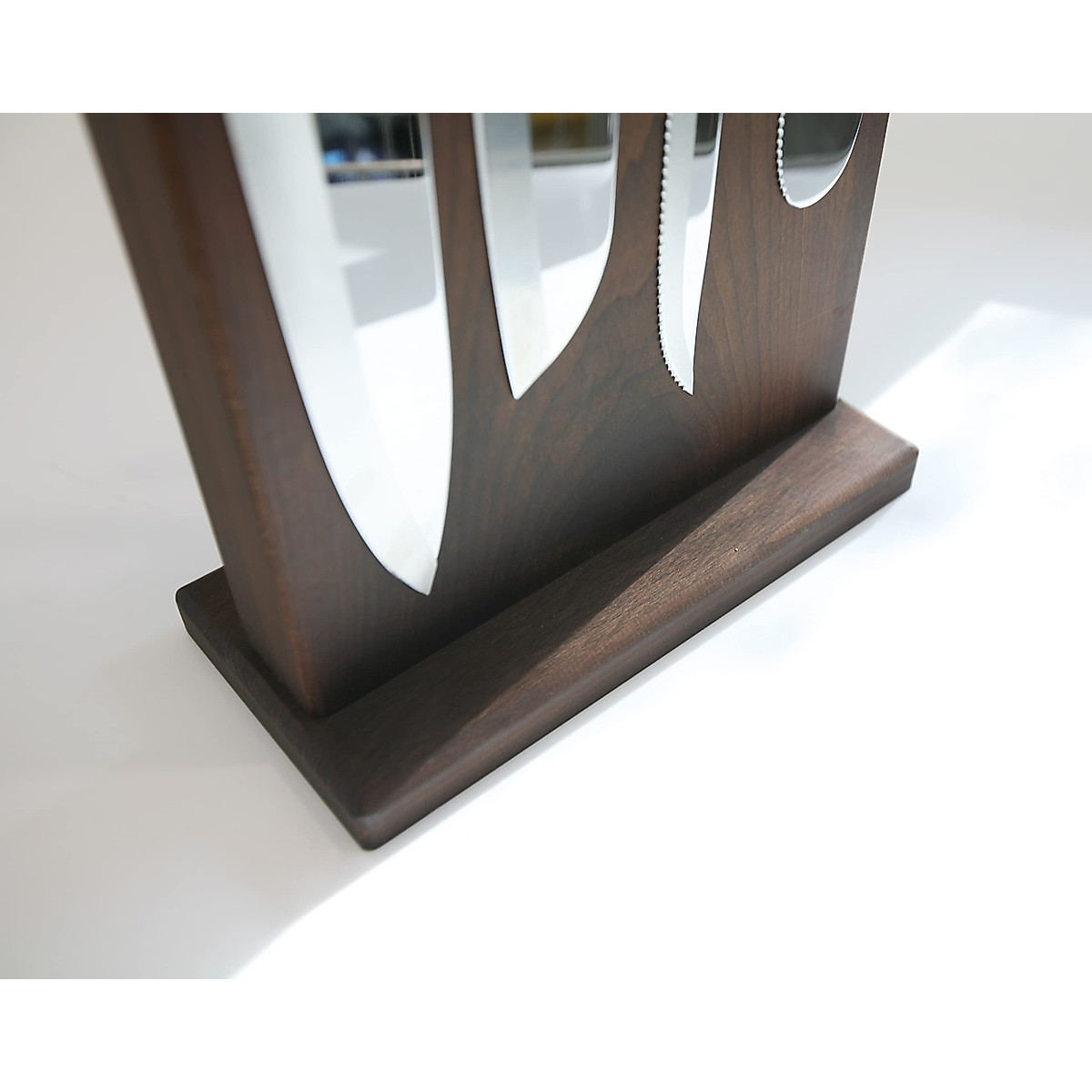 BOUMBI Beautiful Wood Grain Wooden Magnetic Knife Block with Strong Magnets Double Side Cutlery Display Stand Storage Rack (Carbonized Maple Wood)