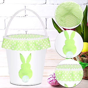 Doxrmuru Easter Basket for Kids Easter Bunny Basket Easter Gift Bags Eggs Hunt Cotton Bag Kids Easter Tote Bag Easter Decorations (Green)