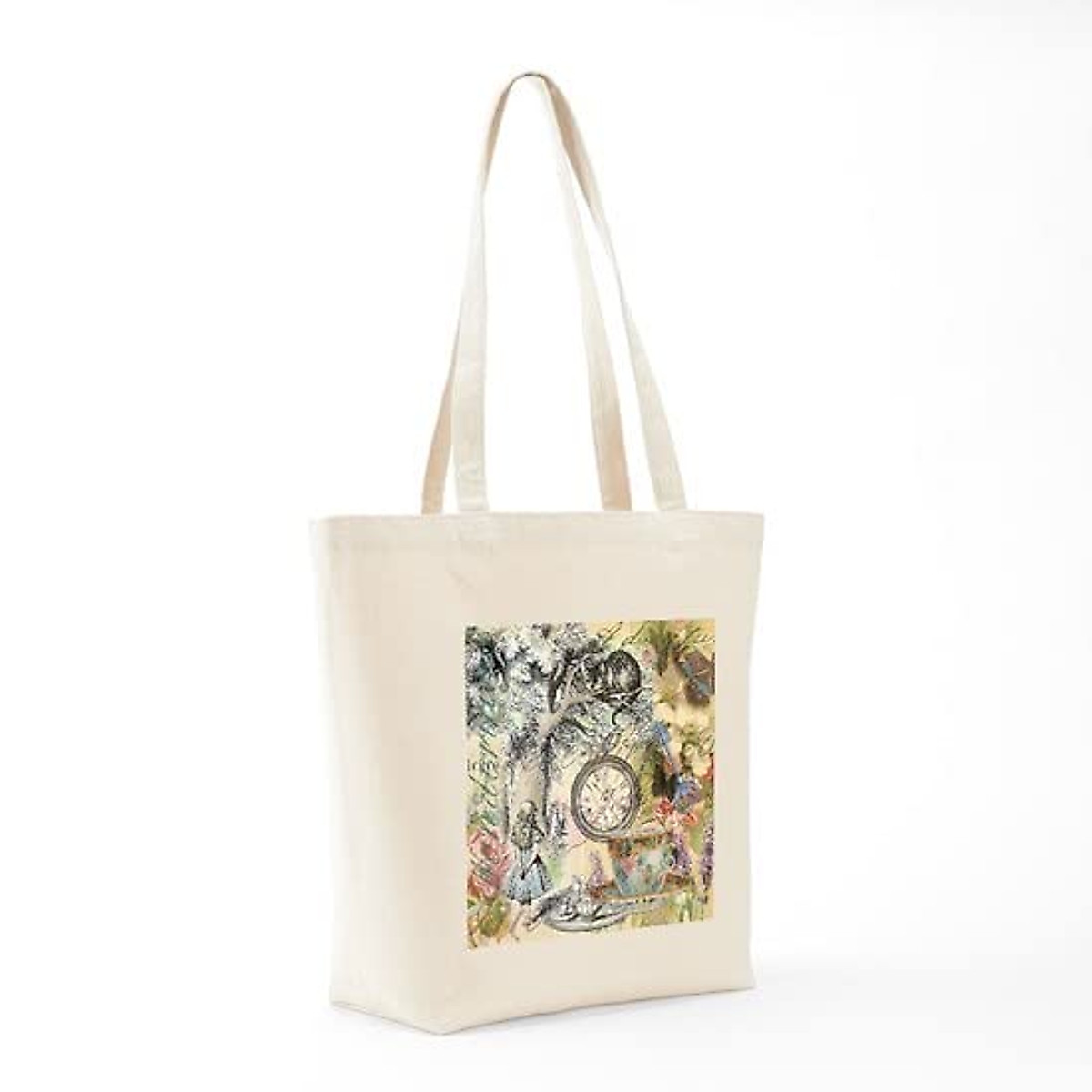CafePress Cheshire Cat Alice In Wonderland Tote Bag Natural Canvas Tote Bag, Reusable Shopping Bag