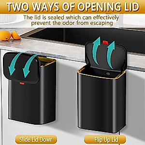 WAYCOM 2.1 Gal Compost Bin Kitchen for Counter Top or Under Sink,Compost Bin Stainless Steel Hanging Compost Bin with Lid for Cupboard/Bathroom/Bedroom/Office,Indoor Compost Bucket