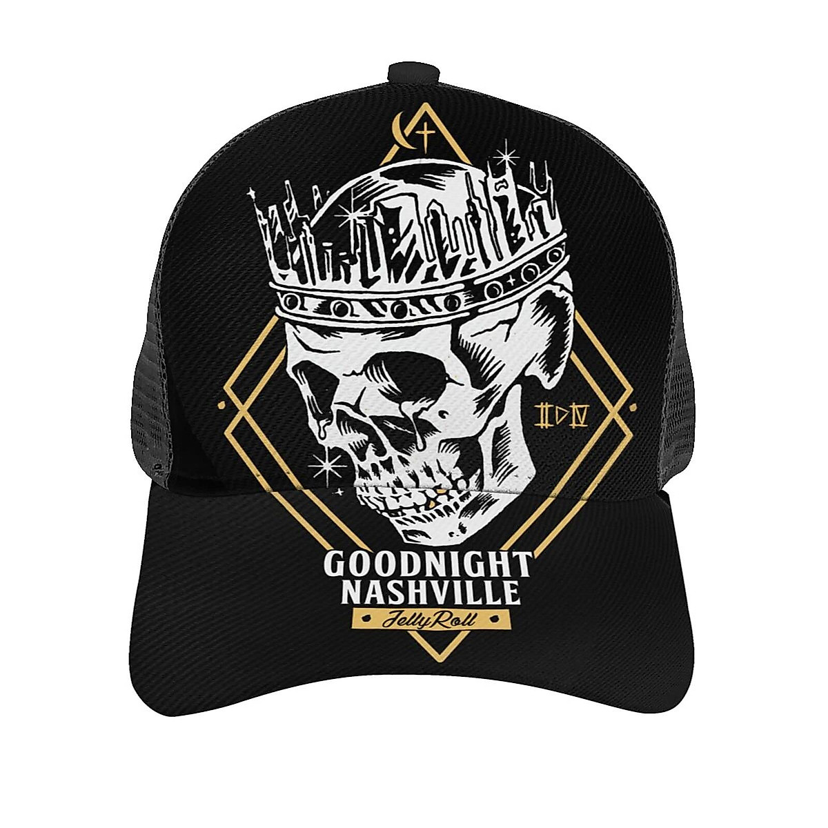 Jelly Rapper Rock Roll Baseball Cap Mesh Hat Casquette Unisex Aldult Cool Dad Hat Rave Cap Adjustable Ball Cap for Adult Womens Black