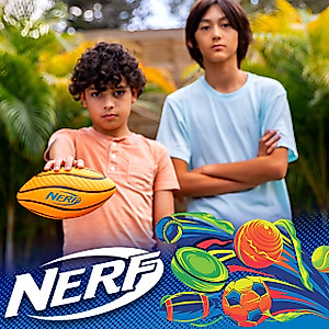 Nerf Kids Foam Football - Spiral Grip Mini Soft Foam Football for Kids - Easy Grip Junior Football - 8.5"