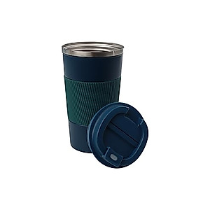 Sip+Sea Dominica 18 oz Stainless Steel Travel Coffee Mug with Flip Lid and Silicone Sleeve | Double Wall Vacuum Insulated