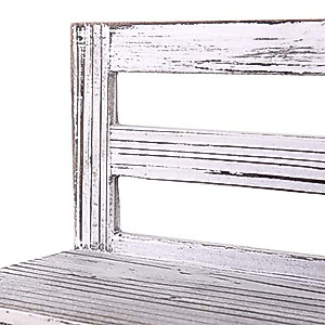 RHF Rustic Wall Shelf, Wood Wall Shelves, Hanging Shelf Organizer Rack, Decorative Floating Shelves for Living Room, Bathroom, Kitchen, Office - 2 Hooks 2-Tier (White)