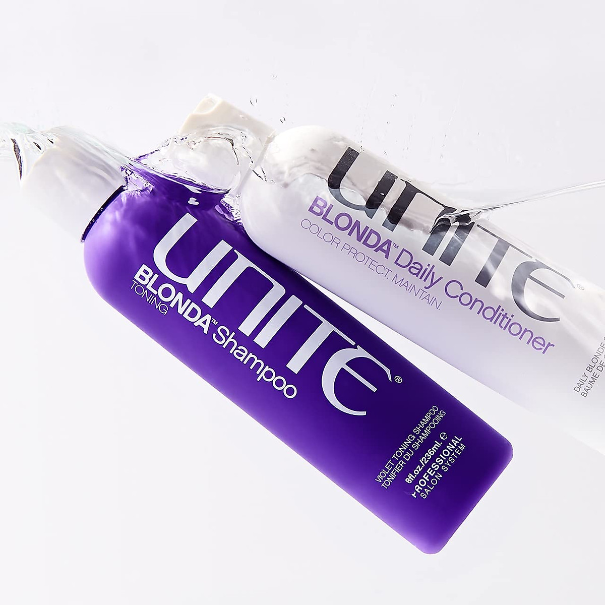 UNITE Hair Shiny BLONDA Trio - BLONDA Purple Shampoo, 8 Fl Oz with BLONDA Daily Purple Conditioner, 8 fl. Oz and BLONDA Oil - Argan for Blondes, 4.23 fl. Oz (3 items)