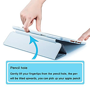 SIWENGDE Compatible for iPad 10.2 inch 9th/8th/7th Generation Case(2021/2020/2019) with Pencil Holder, Slim Soft TPU Smart Trifold Stand Protective Full Body Cover, Auto Sleep/Wake(Light Blue)