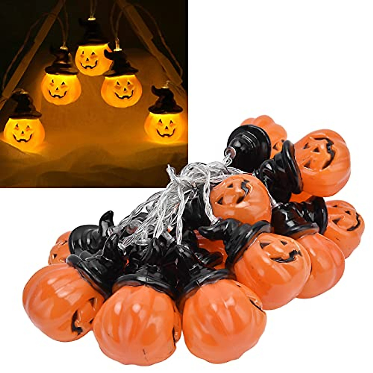 20Pcs LED Pumpkin Lantern, 3m Dual-Mode Decorative Lights, Suitable for Holiday, Home, Halloween, Garden, Porch, Fence Decoration Lights