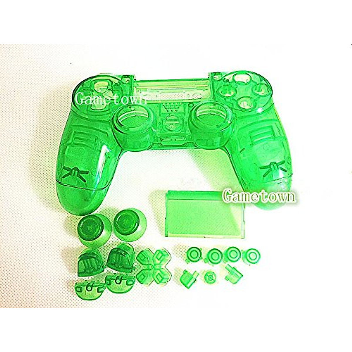 New Replacement Full Housing Shell Cover Case Protective Hard Skin Kits With Buttons Set for Sony Playstation 4 PS4 Dualshock 4 Wireless controller -Transparent Green.