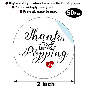 50 Thanks for Popping by Stickers, Baby Shower Favor Stickers, Baby Shower Stickers, 2 Inch