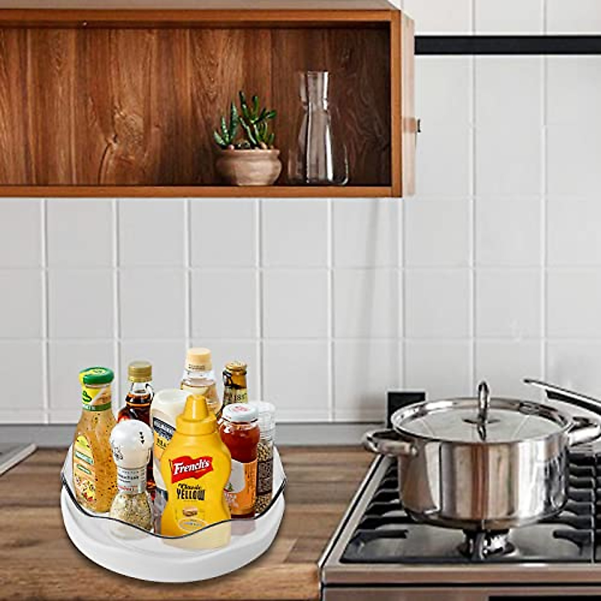 Lazy Susan Turntable Spice Rack Spinning Cabinet Organizer Rotating Condiment Tray Spinner for Pantry Kitchen Vanity Bathroom Jewelry Container Makeup Holder Cosmetic Storage (11 Inch)