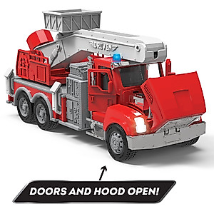 Driven by Battat – Micro 1/124 Scale – Fire Truck Toy– Realistic Toy Truck with Flashing Lights and Siren Sound & More – Gift Toy Car for Boys & Girls & Toddlers Age 3+