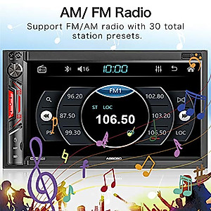 Double Din Car Stereo System - ABSOSO 7 Inch HD Touchscreen MP5 Car Player - Bluetooth Car Radio Receiver Supports PhoneLink Rear Front View Camera AM/FM USB/SD/AUX Input Steering Wheel Control