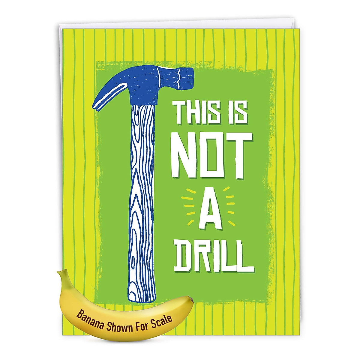 NobleWorks - 1 Jumbo Birthday Greeting Card Funny (8.5 x 11 Inch) - Cartoon Stationery Humor, Big Celebration - Not A Drill J7233BDG-US