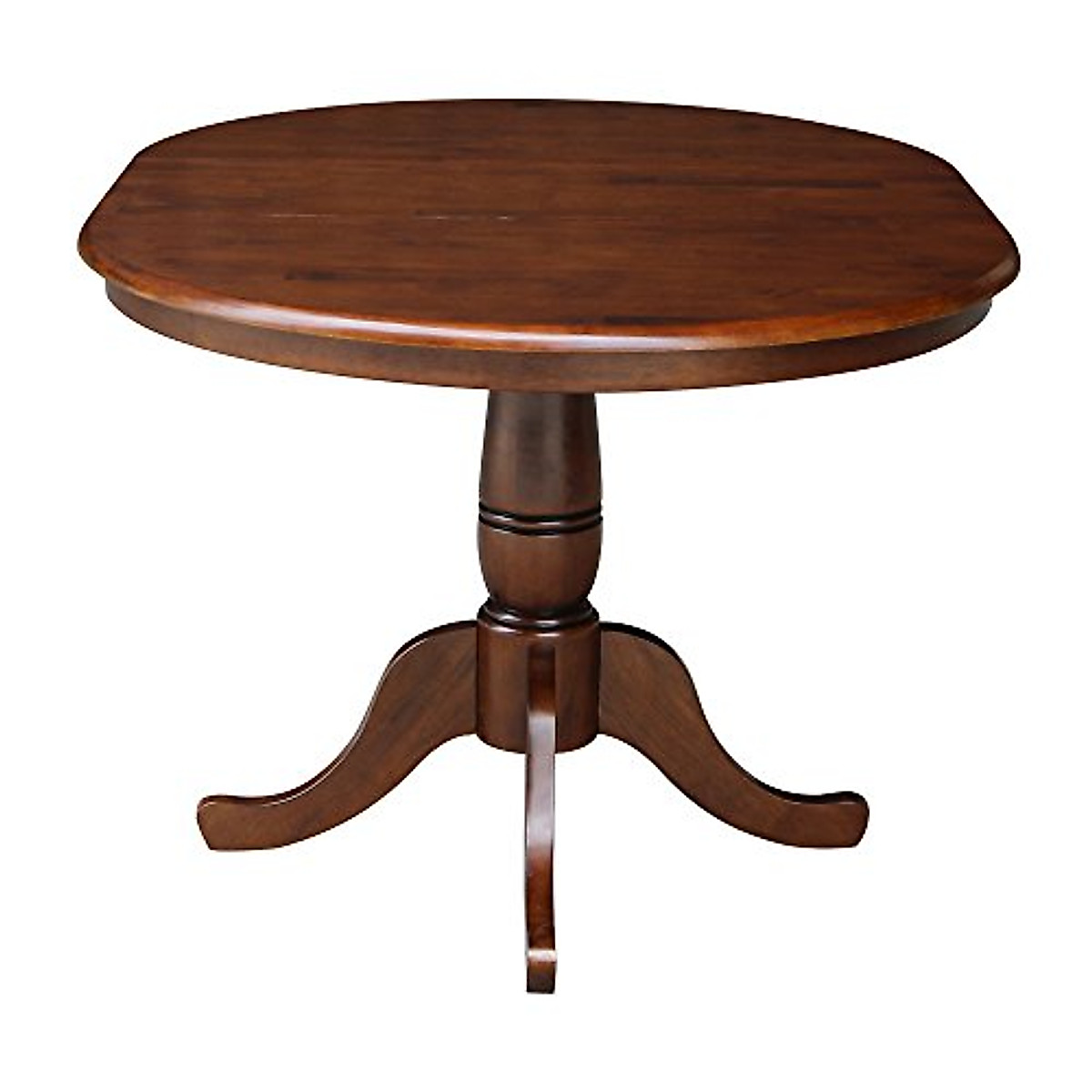 International Concepts Standard Height 36-Inch Round Extension Table with 12-Inch Leaf, Espresso