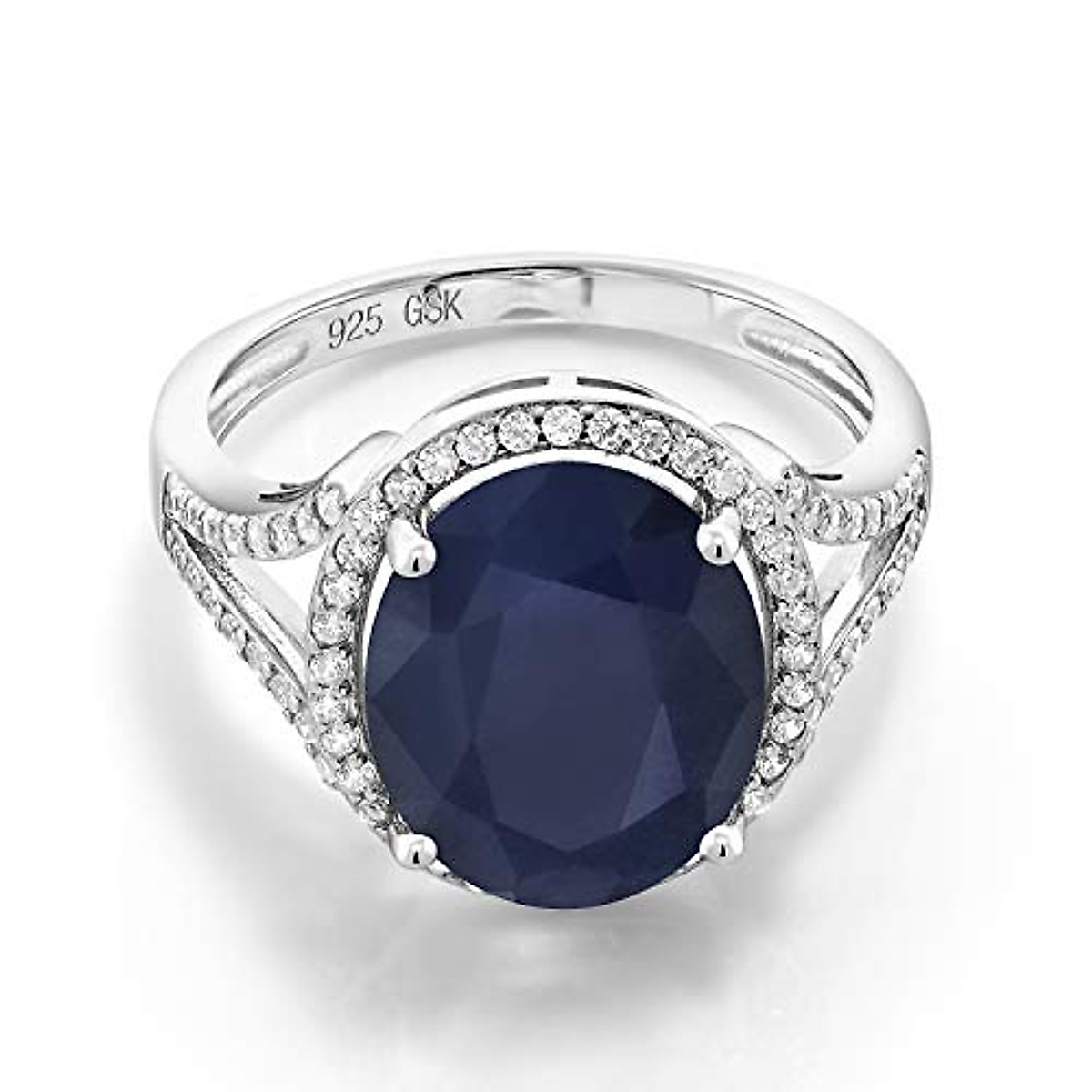 Gem Stone King 925 Sterling Silver 12X10MM Oval Gemstone Birthstone Halo Engagement Ring | Wedding Anniversary Promise Ring For Women | Available In Size 5,6,7,8,9