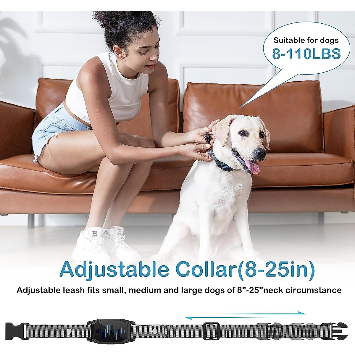 Dog Training Collar for Large Dog, Dog Shock Collar, 4 Training Modes Beep,Vibration,Electric Shock,Dog Finder,Rechargeable IP67 Waterproof E-Collar with Remote 2500FT