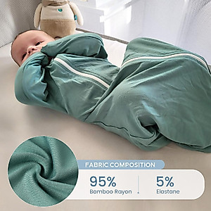 ZIGJOY Shark-Fin Transition Swaddle - 0.5 Tog Rayon Made from Bamboo Sleep Sack Transitional Swaddle Sack Baby Wearable Blanket with 2-Way Zipper, Mint Green, 3-6 Months