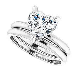 2 CT Heart Cut VVS1 Colorless Moissanite Engagement Ring Set, Wedding/Bridal Ring Set, Sterling Silver Vintage Antique Anniversary Promise Ring Set Gift for Love (4)